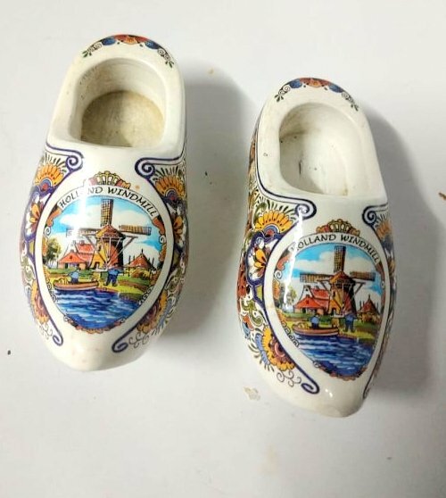 Wood Holland Shoes Clogs Vintage Hand Painted Windmill Clog Souvenir ...