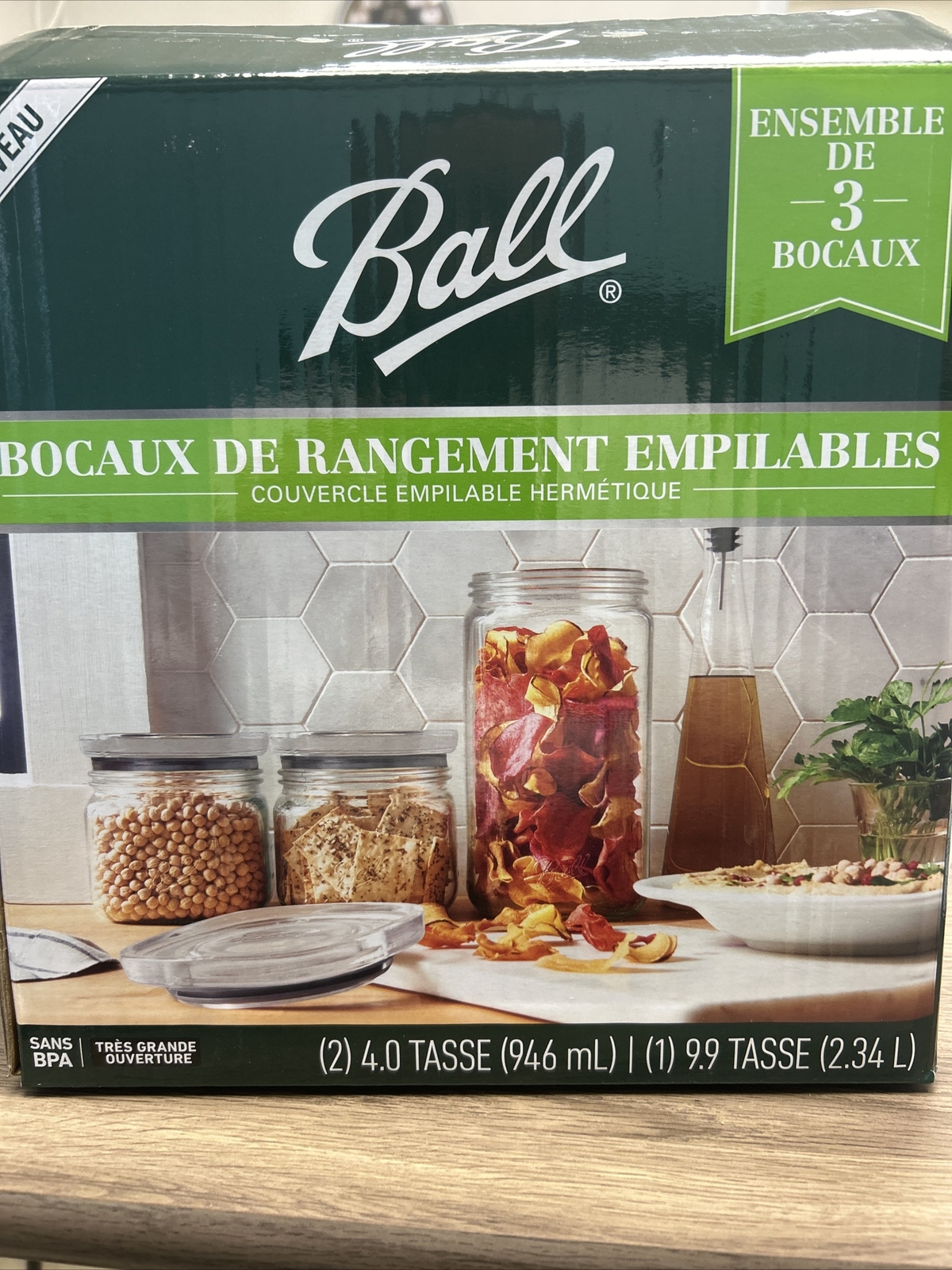 Ball 3pk Stack & Store Jars - Two 4 Cup and One 9.9 Cup | eBay