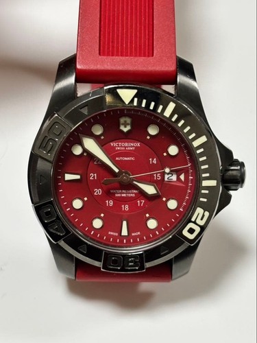 Victorinox Dive Master 500 Red Automatic Watch 241577 200m Silicone ...