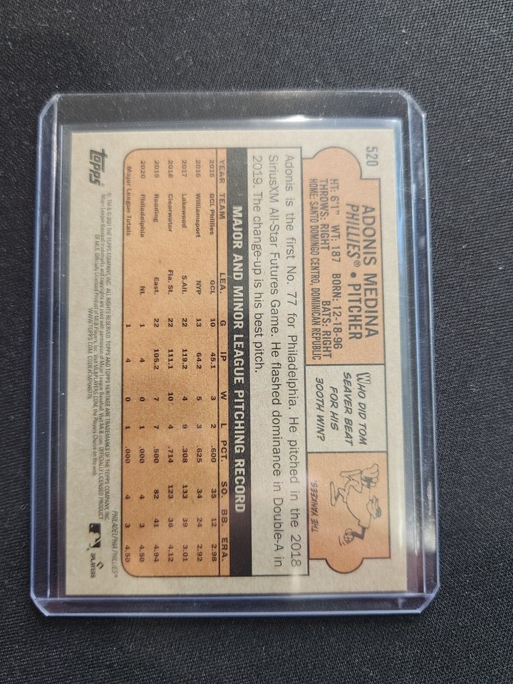 2021 Topps Heritage Baseball Adonis Medina RC Black Border /50 #520 | eBay
