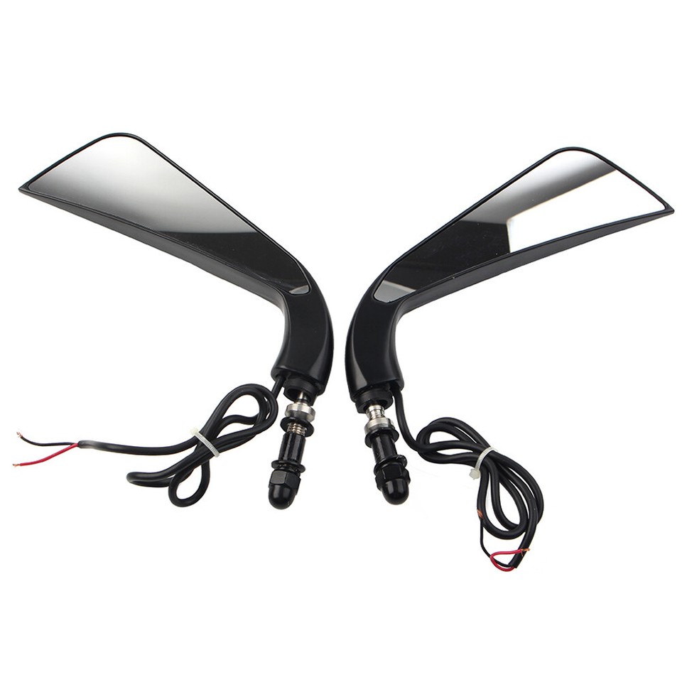 Motorcycle Black LED Turn Signal Mirror For Harley Dyna Fatboy Softail ...