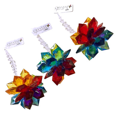 Set of 3 Ganz Crystal Expressions, Acrylic, Hanging Rainbow Starburst ...