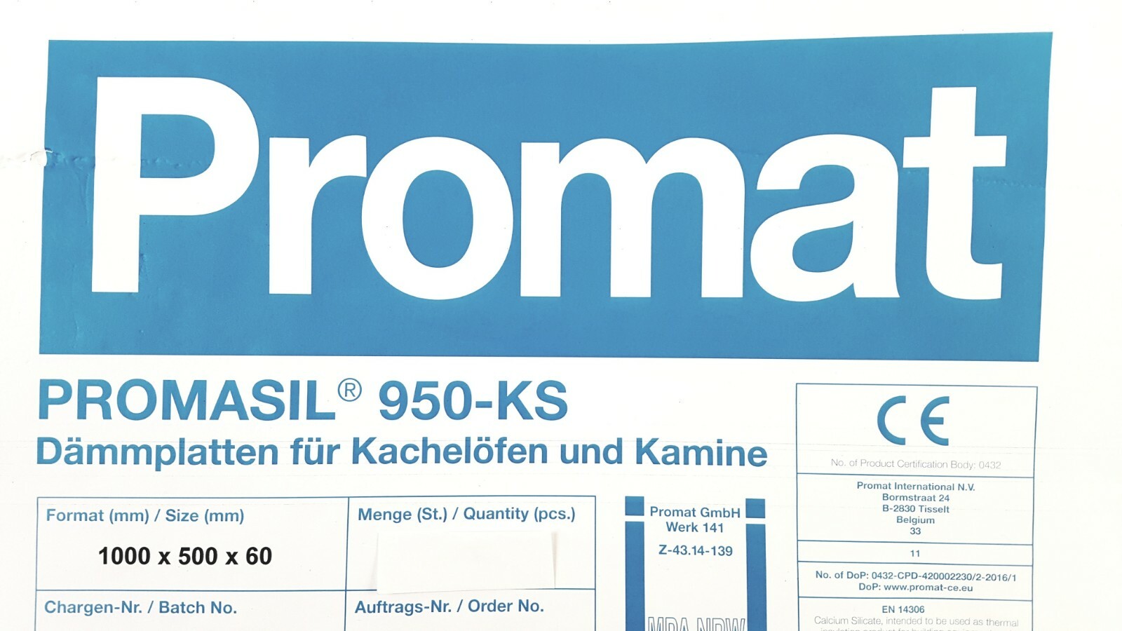 Promat Promasil 950 KS Isolierplatte Wärmedämmung 3 Platten 1000 x 500 ...