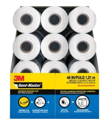10 Rolls 3M Hand-Masker 48 in. W X 180 ft. L Clear Plastic Masking Film ...