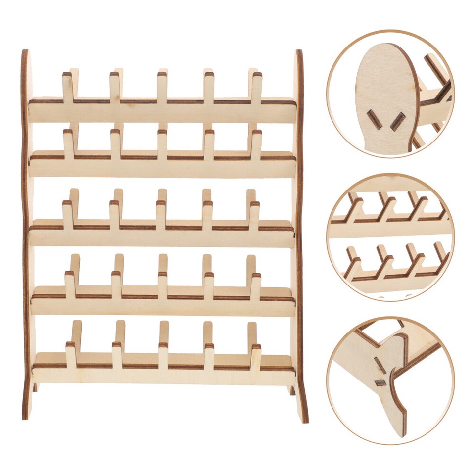2pcs Practical Wooden Spool Holder Household Spool Storage Rack Sewing ...