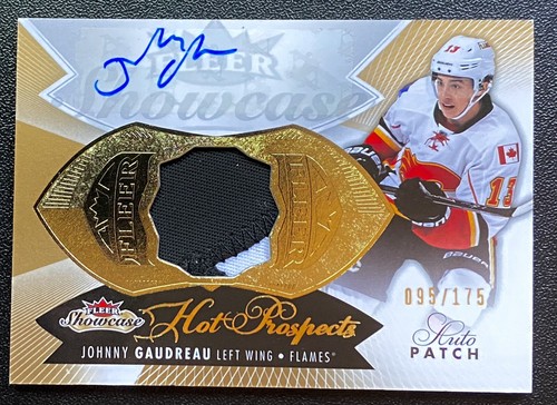2014-15 Fleer Showcase - Hot Prospects Auto Patch Johnny Gaudreau #202 ...