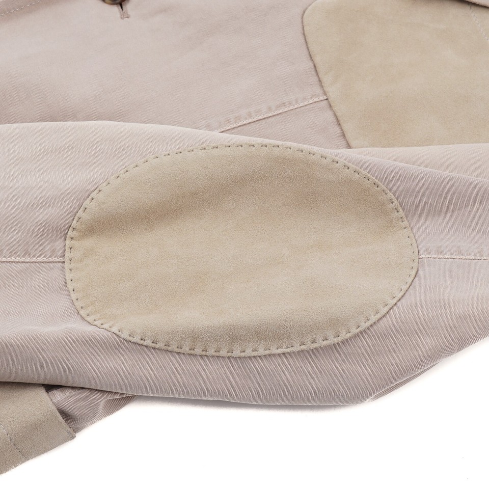 Kiton Tan Cotton Blazer-Jacket with Suede Leather Details S (Eu 48) NWT ...