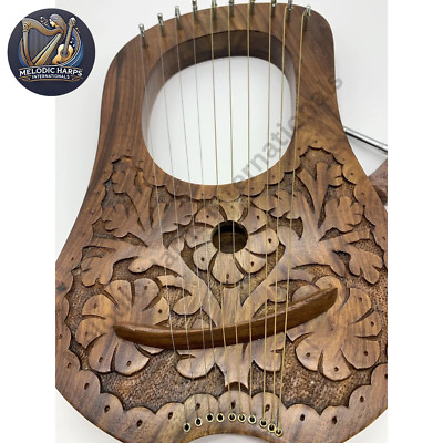 Handmade 10 String Lyre Harp | Rosewood Sheesham | Free Case & Tuning ...