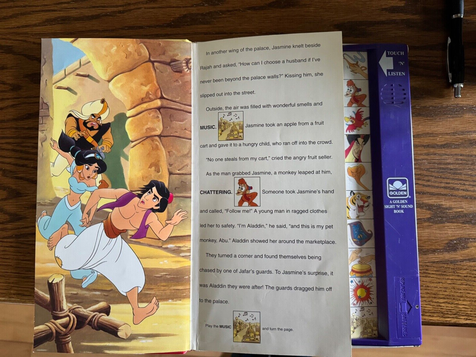 Golden Sound Story Disney Aladdin Sight Sound Book Electronic Storybook ...