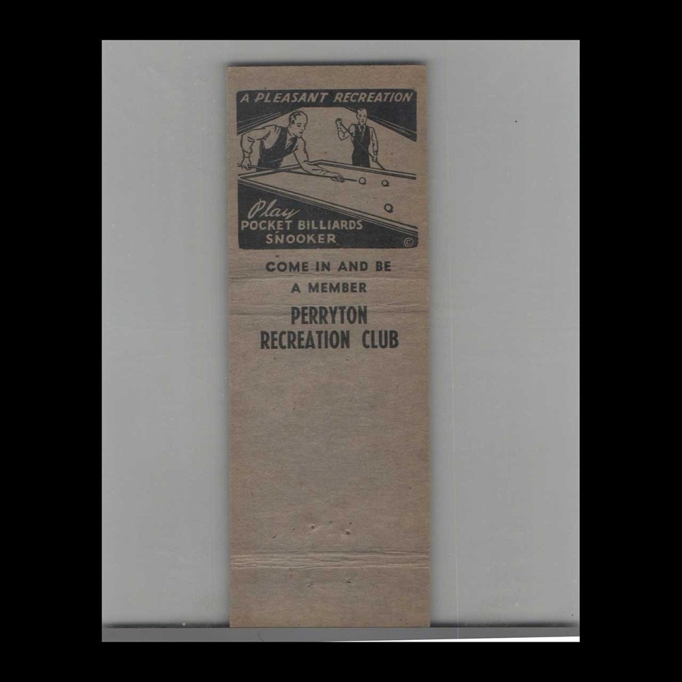Matchbook Cover 1955 Pin-Up Girl Perryton Recreation Club Perryton, TX ...