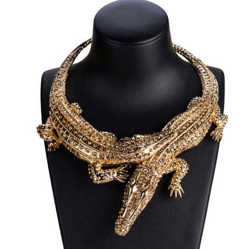 Crocodile Necklace Crystal Alligator Pendant Chain Rhinestone Women ...