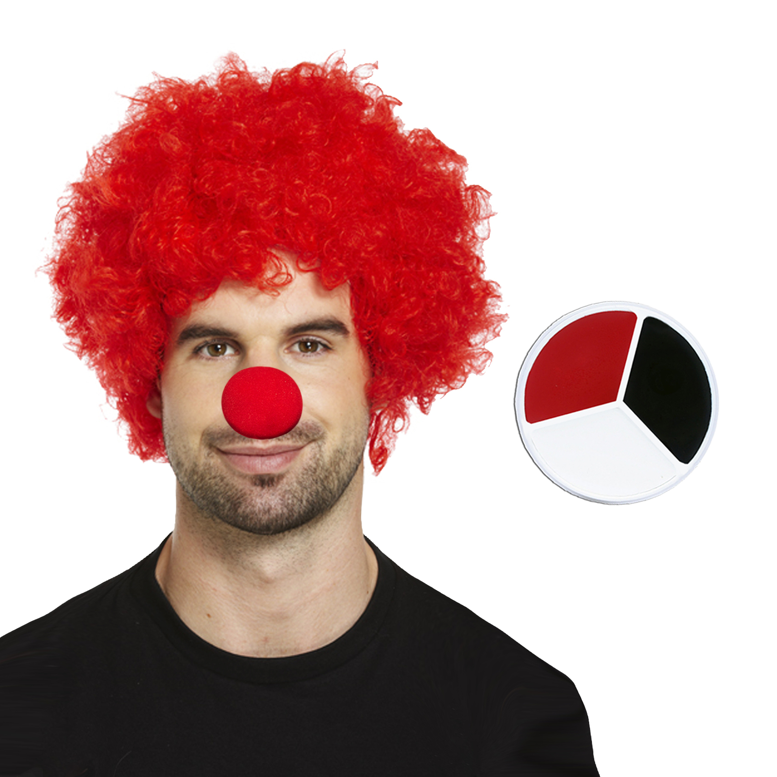 Clown Afro Facepaint Costume: Wig Nose Red Tie Bombing new work Rainbow Bow