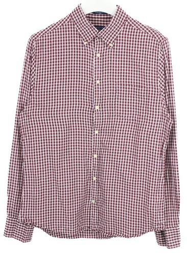 Gant Windblown Oxford Fitted Shirt Men's Large Checkered Buttoned ...