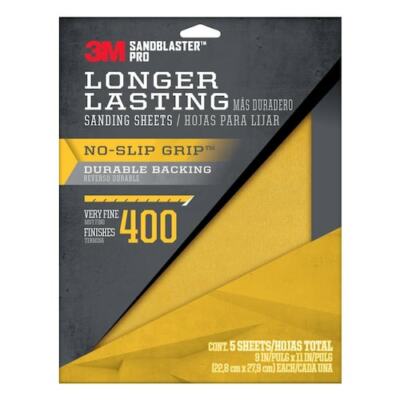 3M SandBlaster Pro 5-Pack 9-in W x 11-in L 400-Grit Premium Sanding ...