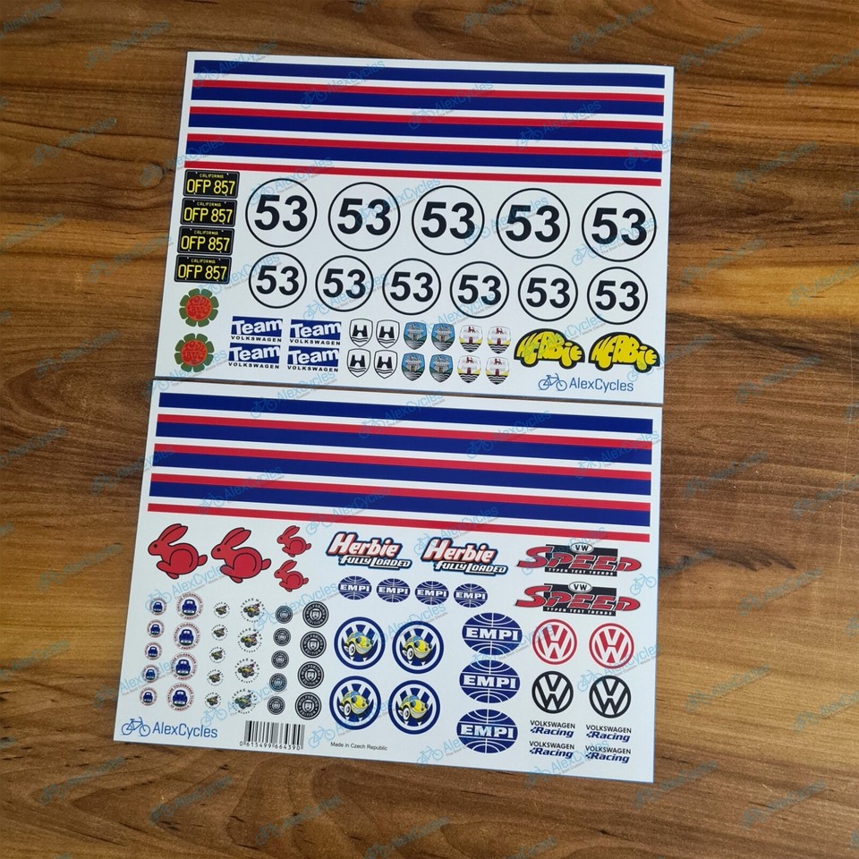 Herbie 53 Love Bug VW Beetle Racing Stripes Logo Vinyl Decals Stickers ...