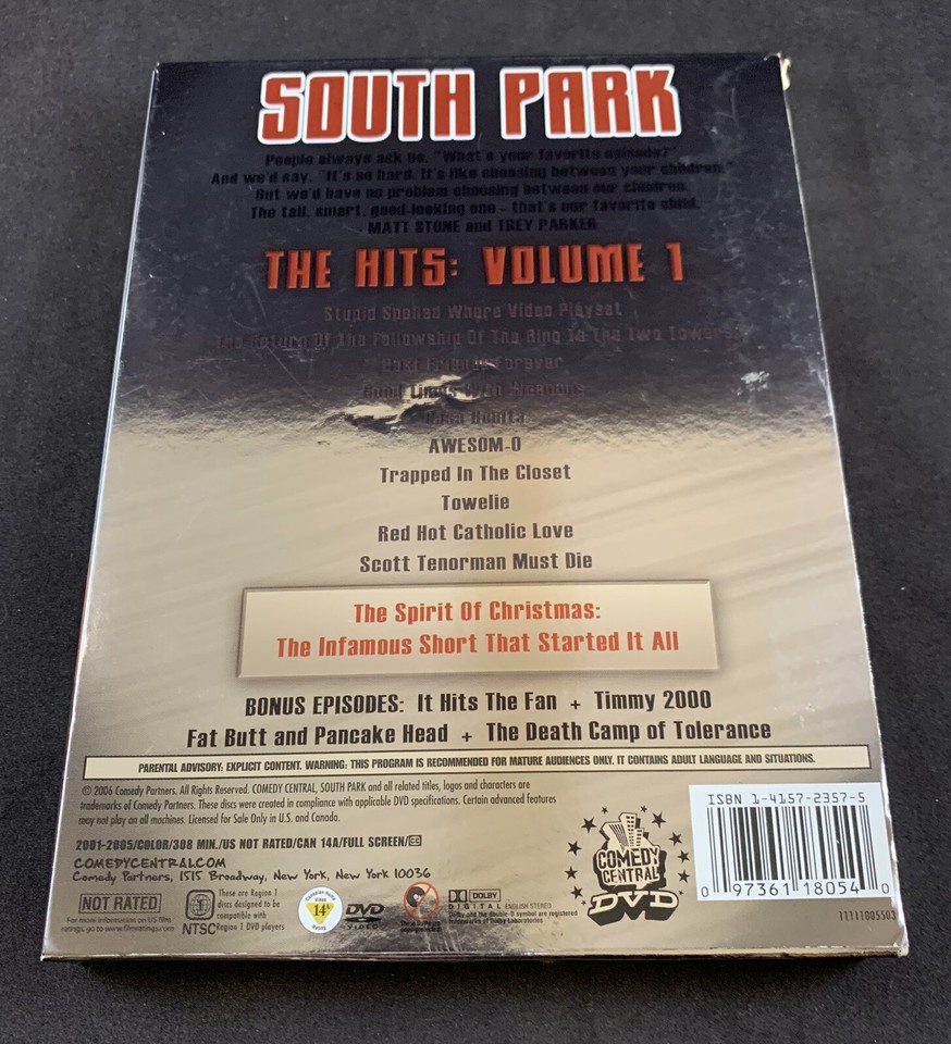 South Park The Hits: Volume 1 (DVD, 2006) *Read Description ...