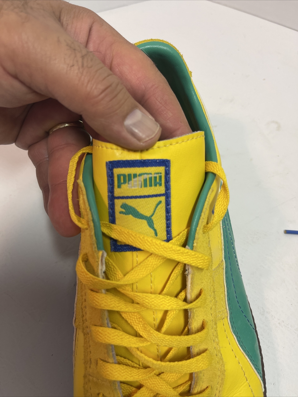 Vintage Yellow Puma Shoes With Blue And Green Stripes. RARE | eBay