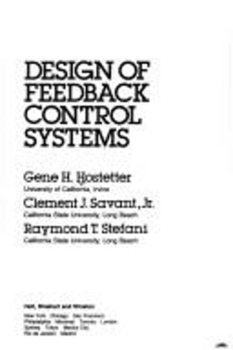Design of Feedback Control Systems Hardcover 9780030575938 | eBay