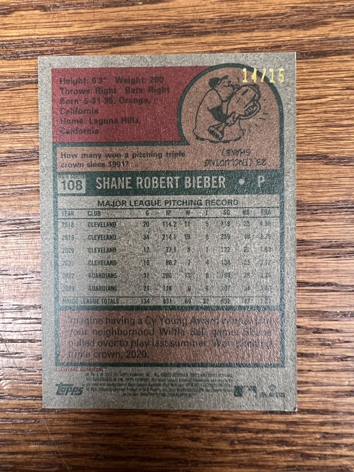2024 Topps Heritage Mini #108 Shane Bieber Purple Border #/15 | eBay