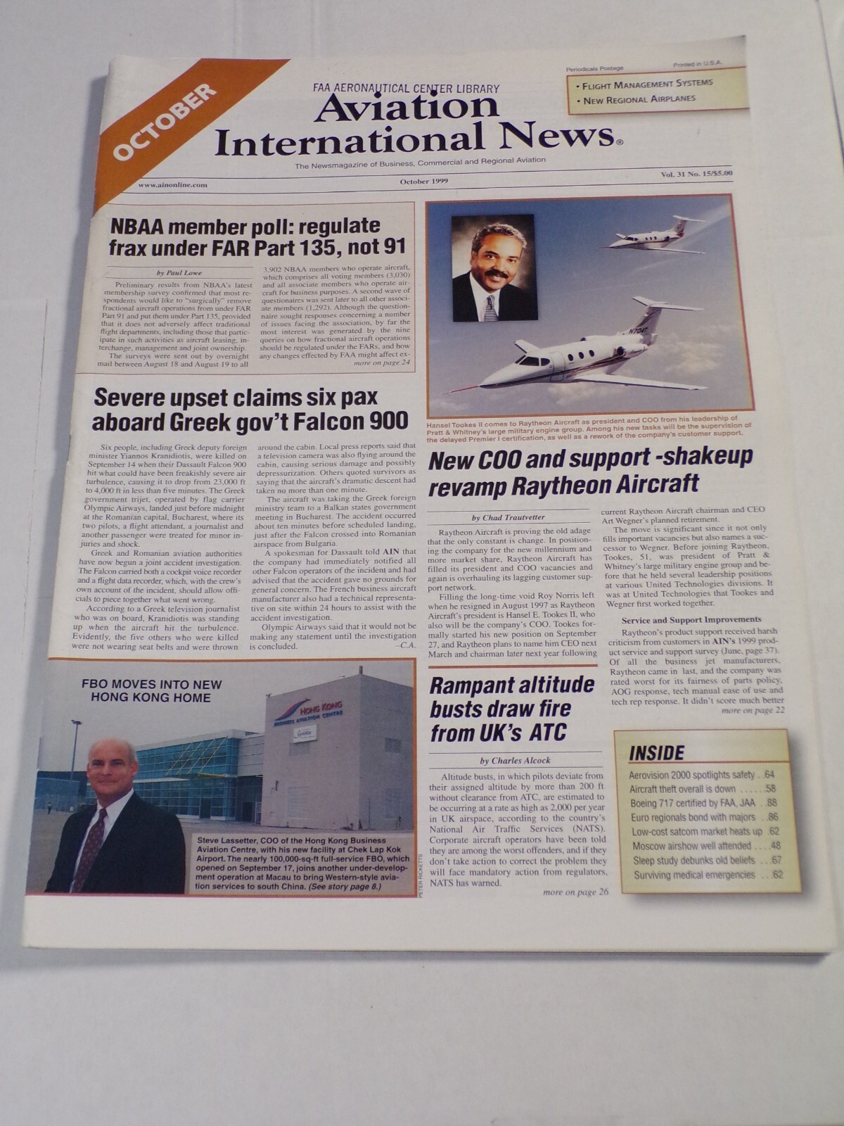 Aviation International News Vol 31 No 15 October 1999 Hansel Tookes ...