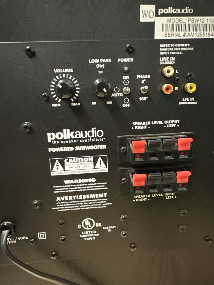 Polk Audio PSW12 Powered subwoofer Black 100 watt 12" woofer ...