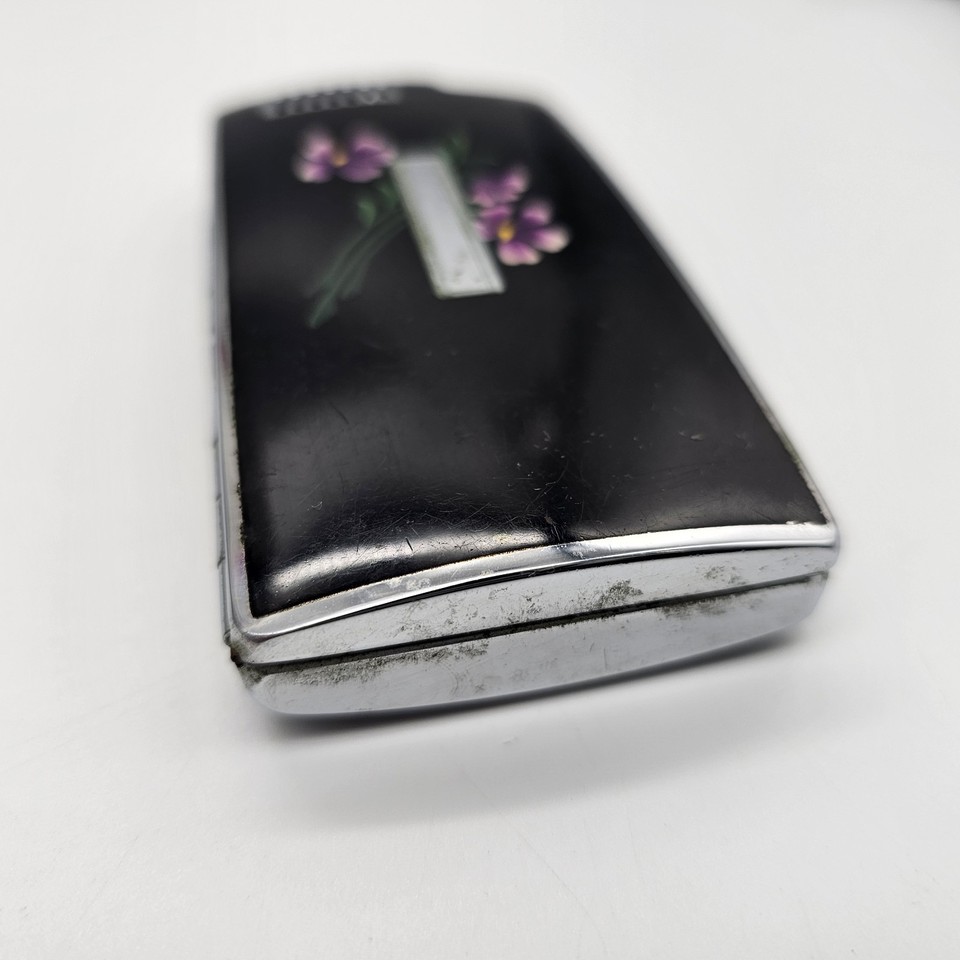 Vintage Ronson Pal Cigarette Case Lighter Black Floral Design | eBay