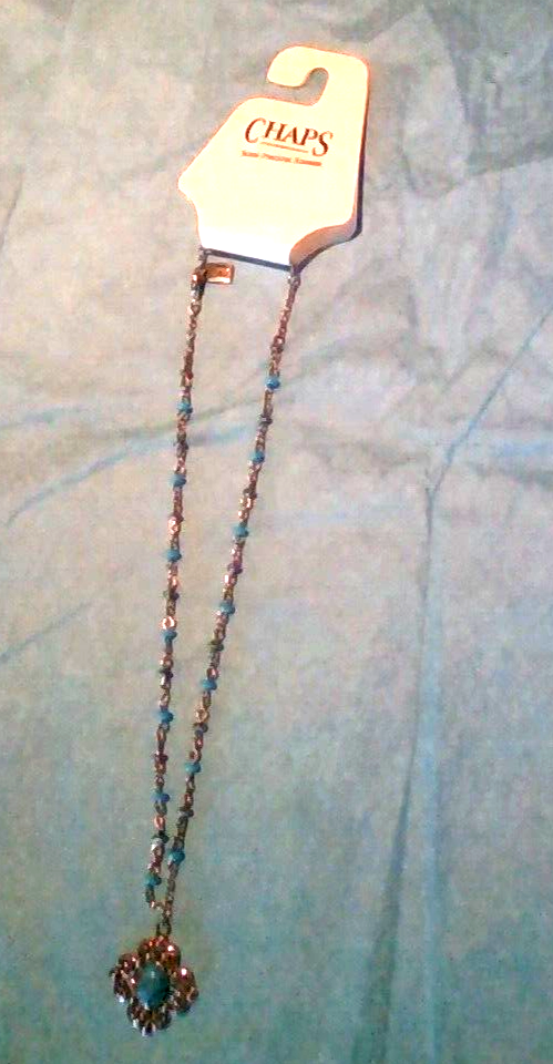 NWT CHAPS Necklace Semi Precious Turquoise Beads 19" Southwestern ...