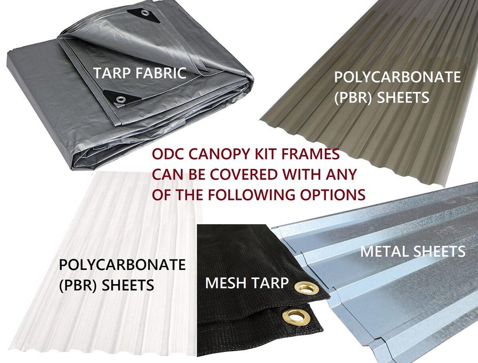 18x20 Canopy Frame Kit +Tarp+/-Footpads 1-3/8 ID no Roof Poles/Legs ...