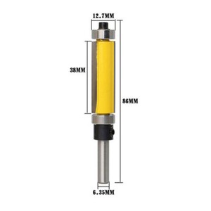 38mm Depth Flush Trim Top and Bottom Bearing Router Bit - 1/4" Shank ...