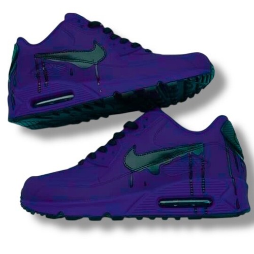 Custom Nike Air Max 90 - Purple Black Drip - Hand-Painted - Dripped ...