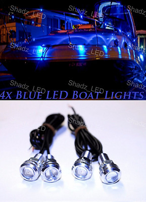 4x Blue LED Boat Light Waterproof Transom Underwater Seadoo Wave Runner ...