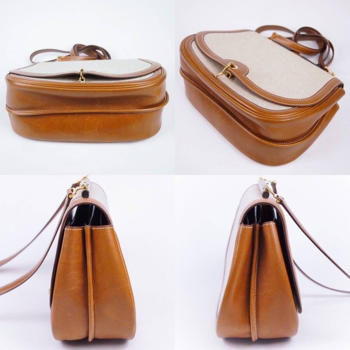 Authentic Vintage HERMES from 1981 Wood Canvas and Leather Authentic Vintage HERMES from 1981 Wood Canvas and Leather