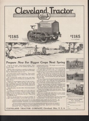 1917 CLEVELAND TRACTOR PLOW AGRICULTURE FARM FIELD ENGINE WHITE ...