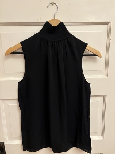 Theory Women’s Ribbed Neck 100% Silk Sheer Sleeveless Shell Top Size P ...