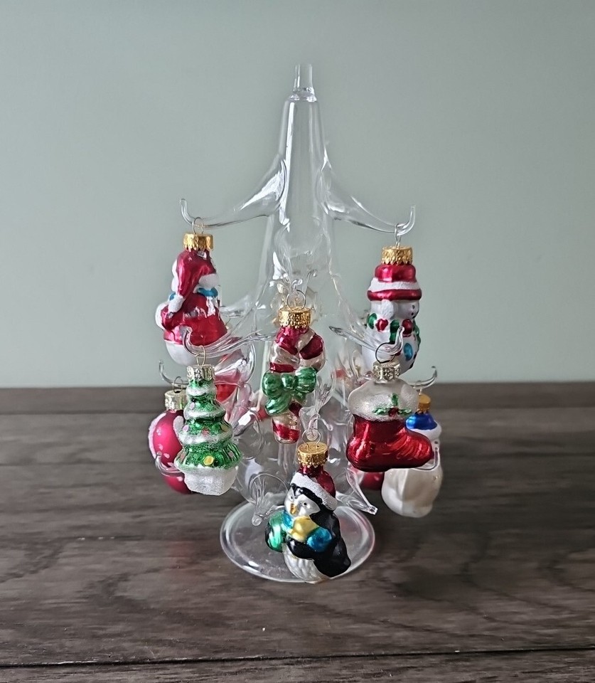 Soffieria Parise Christmas Tree Italy Hand Blown Glass w/ 14 Ornaments ...