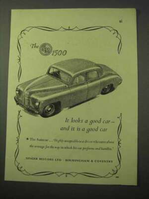 1951 Singer Motors 1500 Car Ad - It Looks A Good Car | eBay