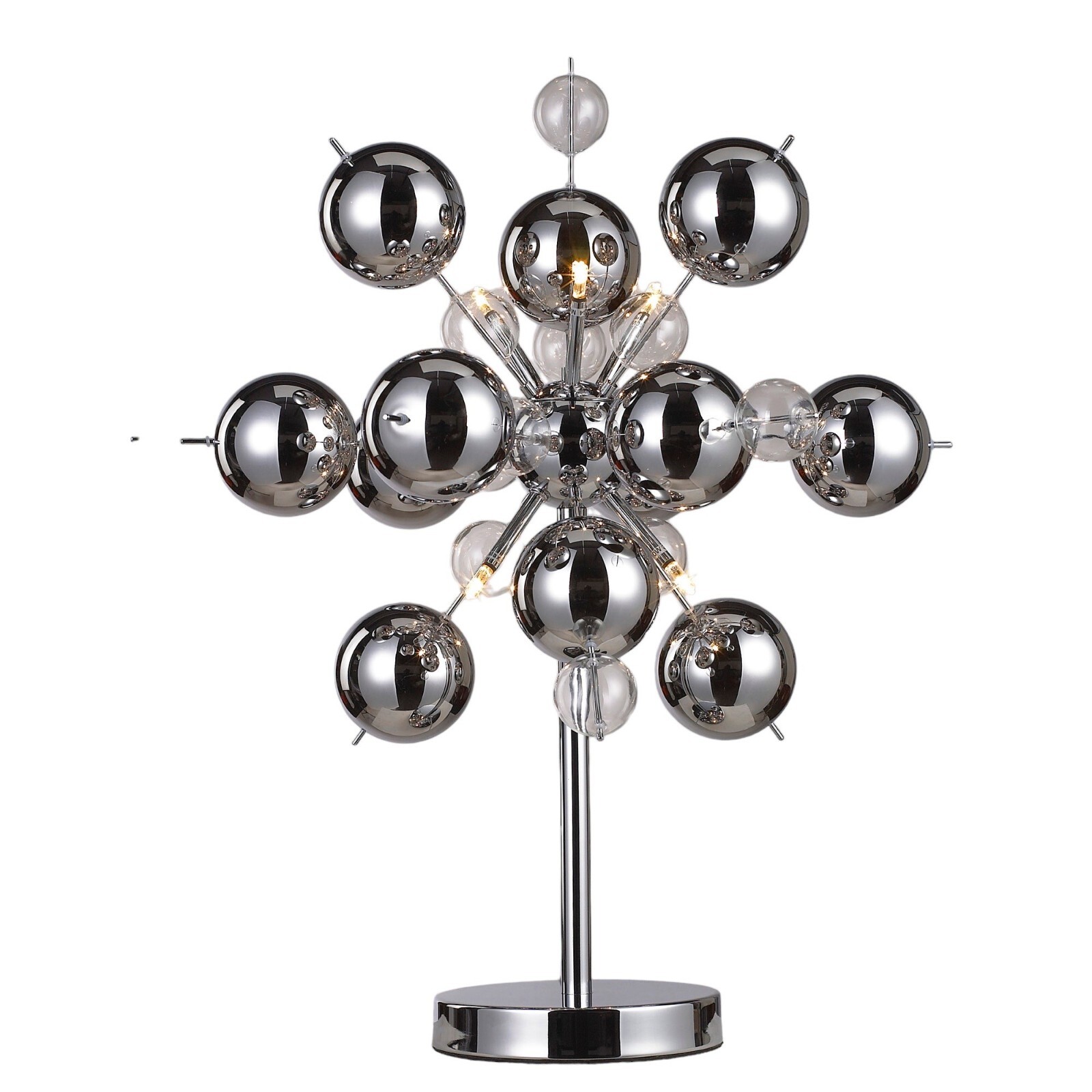 Molecular Chrome & Clear Glass Ball Table Lamp Light Lighting NEW Boxed ...