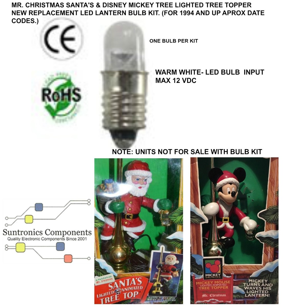 Mickey Mouse Light Bulb Christmas Ornaments Hallmark Disney Mickey