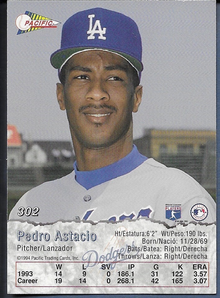 1994 Pacific Crown Collection Pedro Astacio #302 DIDGERS NM | eBay