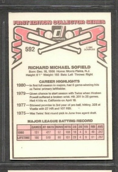 1981 Donruss #592 Rick Sofield Minnesota Twins Baseball Signed ...