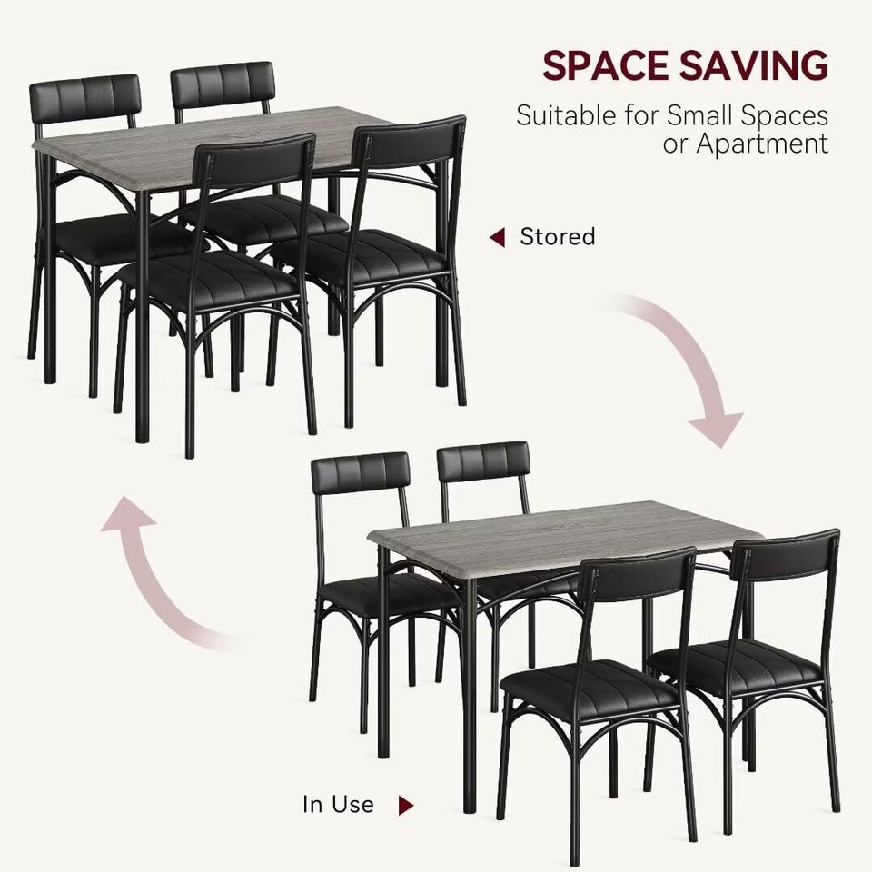 5 Piece Dining Table Set for 4 Kitchen Table Chairs Set for Dining Room ...