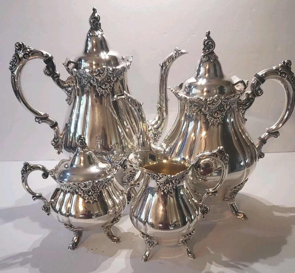 WALLACE Baroque Silverplate TEA SET 4pc #281-#284 Beautiful! | eBay