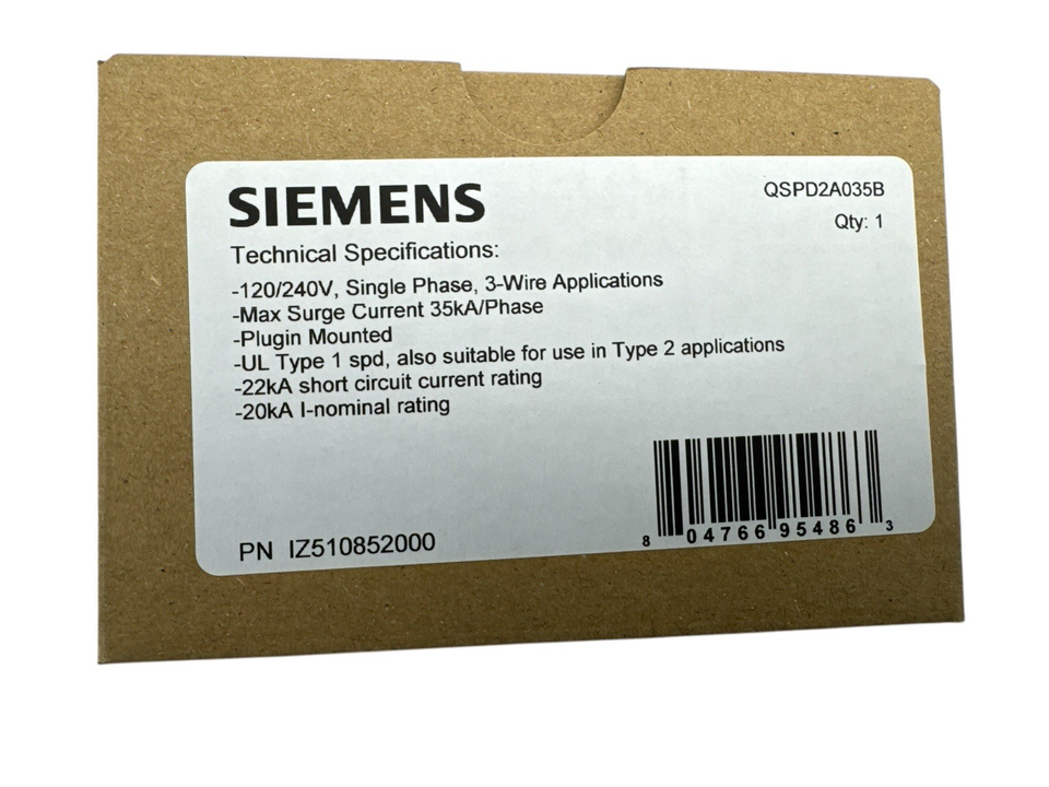 Siemens Boltshield 2-Pole Whole Home Surge Protector QSPD2A035B New | eBay