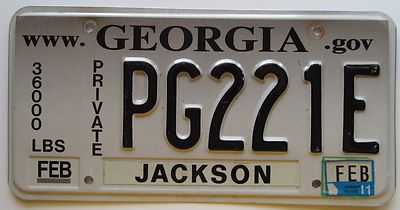 Georgia 2011 JACKSON COUNTY PRIVATE TRUCK License Plate # PG221E | eBay