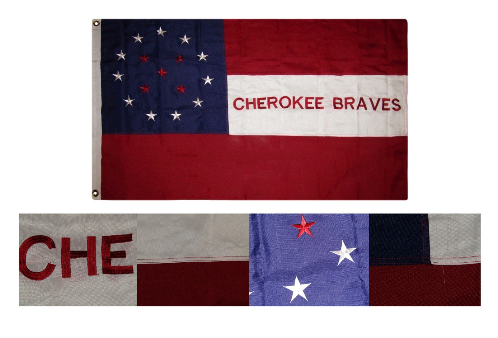 3x5 Embroidered Cherokee Braves 600D 2ply Nylon Flag 3'x5' Grommets ...