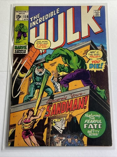 Incredible Hulk 138 F+ marvel comic 1971 Sandman | eBay