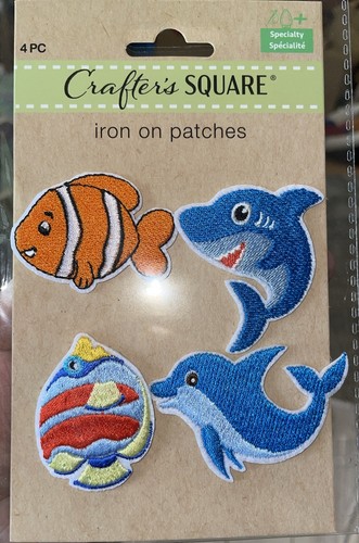 4 PC Fish Shark Dolphin Crafter's Square New Iron On Patches ...