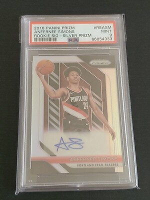 2018 Panini Prizm Anfernee Simons Rookie Signature Silver Prizm Psa 9 ...