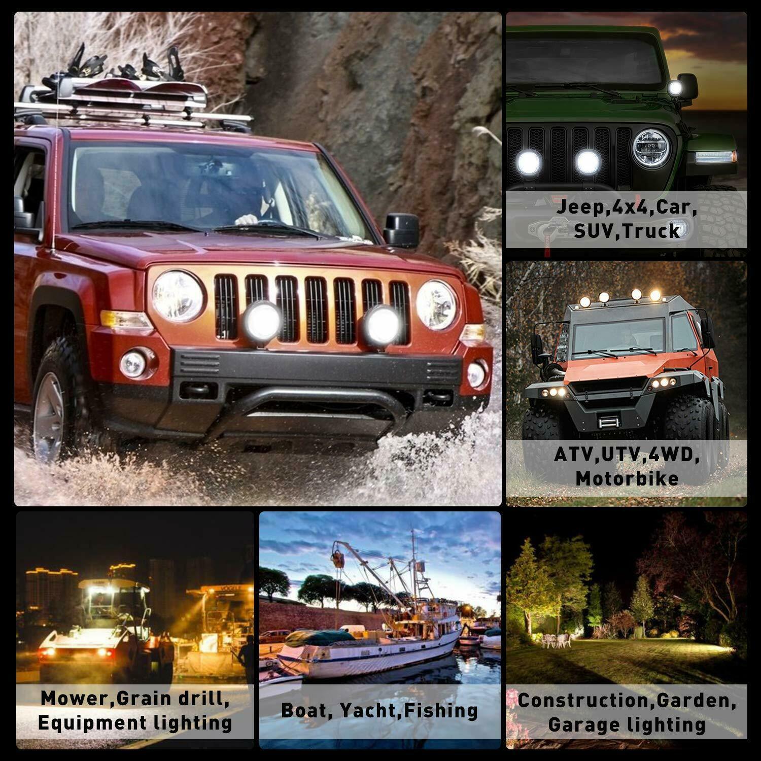 Pair 7" Round LED Work Lights Bumper Lamps w/DRL For Jeep Wrangler JK ...