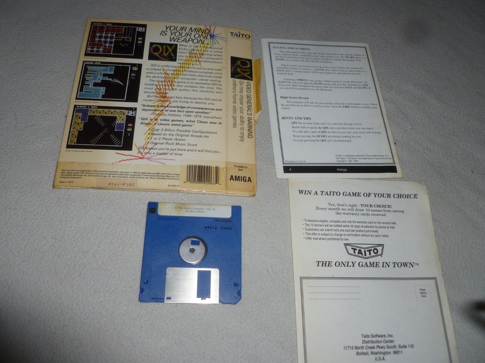 VINTAGE COMMODORE AMIGA COMPUTER VIRUS GAME QIX MANUAL 500 1000 2000 ...